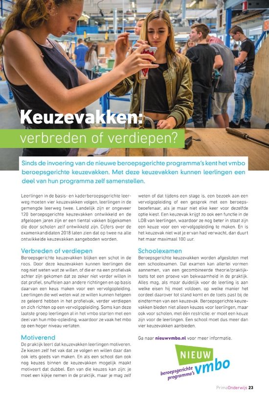 Keuzevakken: verbreden of verdiepen? - Stichting Platforms vmbo